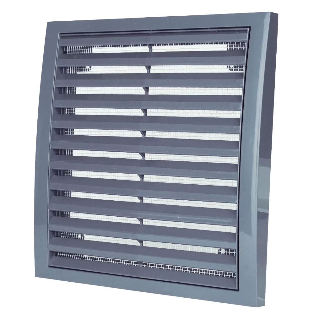 Műanyag szürke szellőzőrács rovarhálóval 150x150 mm GP 150x1